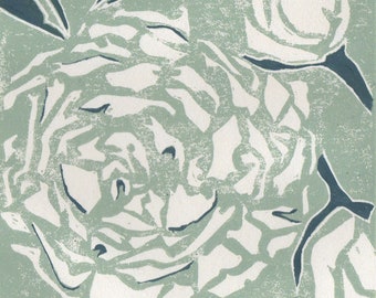 Metallic Copper Peony Original Linocut Print unframed - Etsy