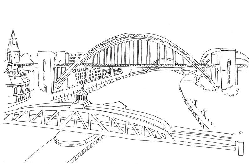 Newcastle & Gateshead line Drawing - Etsy