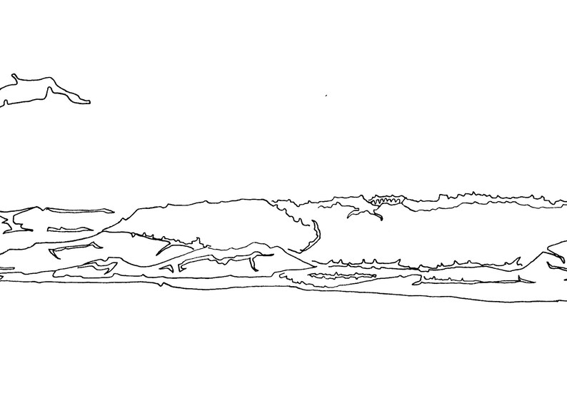 Gullane Bents & the Black Rocks [line Drawing] - Etsy