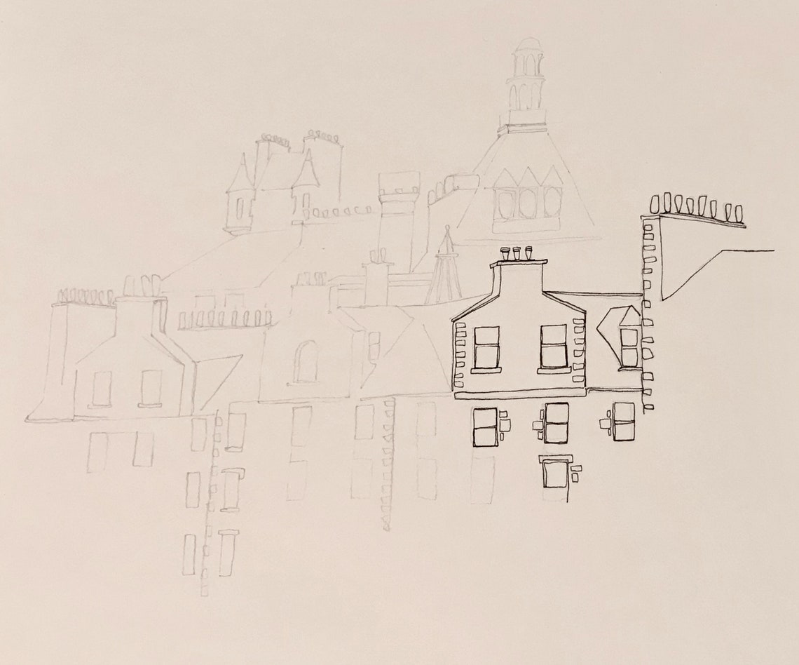 Edinburgh Old Town line Drawing - Etsy