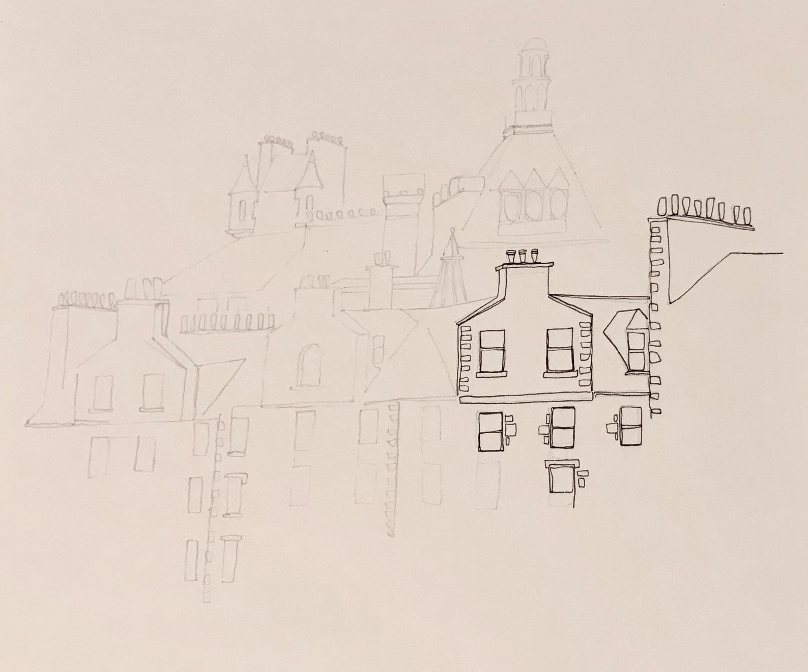 Edinburgh Old Town line Drawing - Etsy