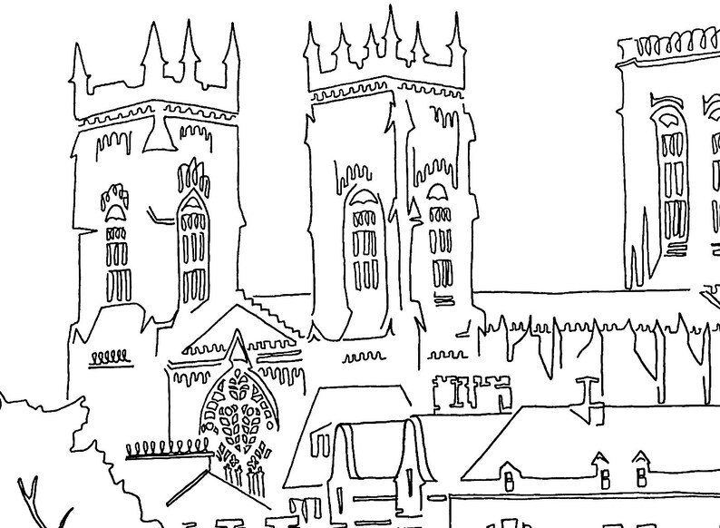 York Minster & Lendal Bridge [line Drawing] - Etsy