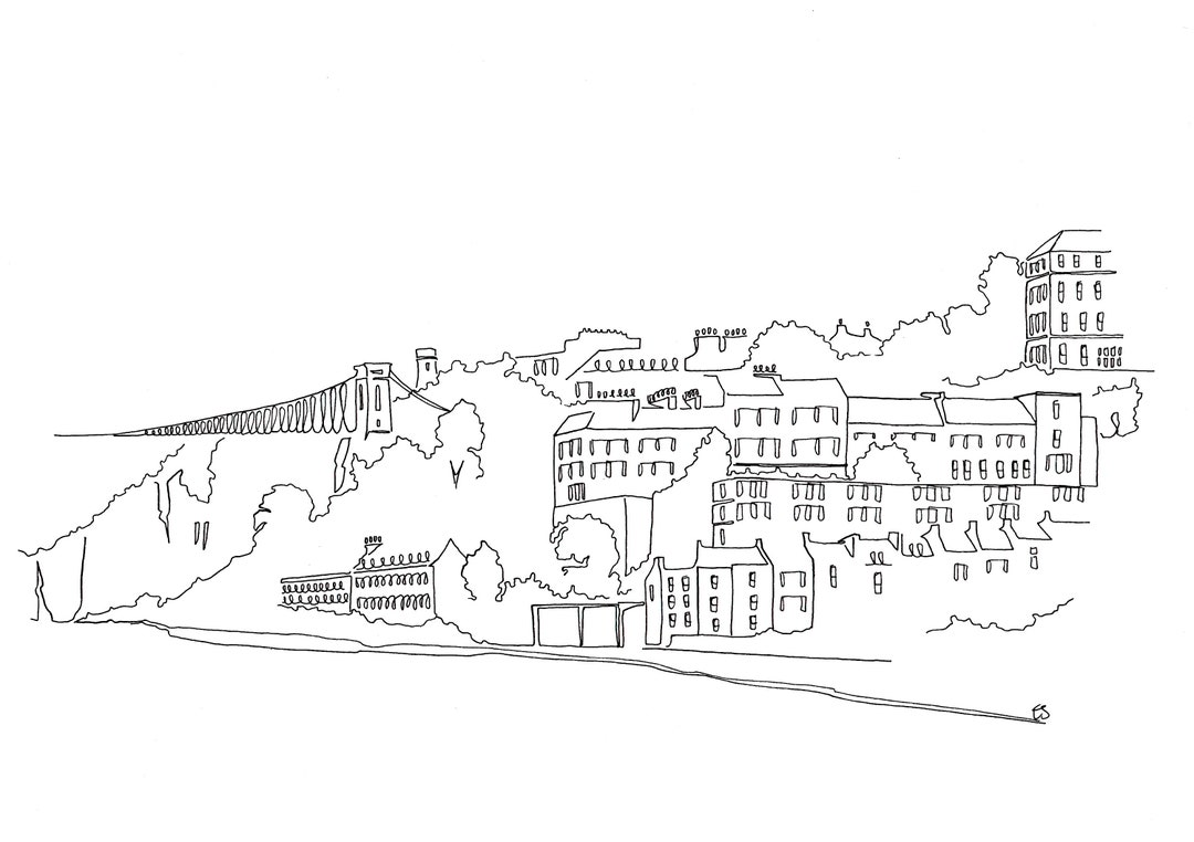 Clifton Suspension Bridge, Bristol [line Drawing] - Etsy