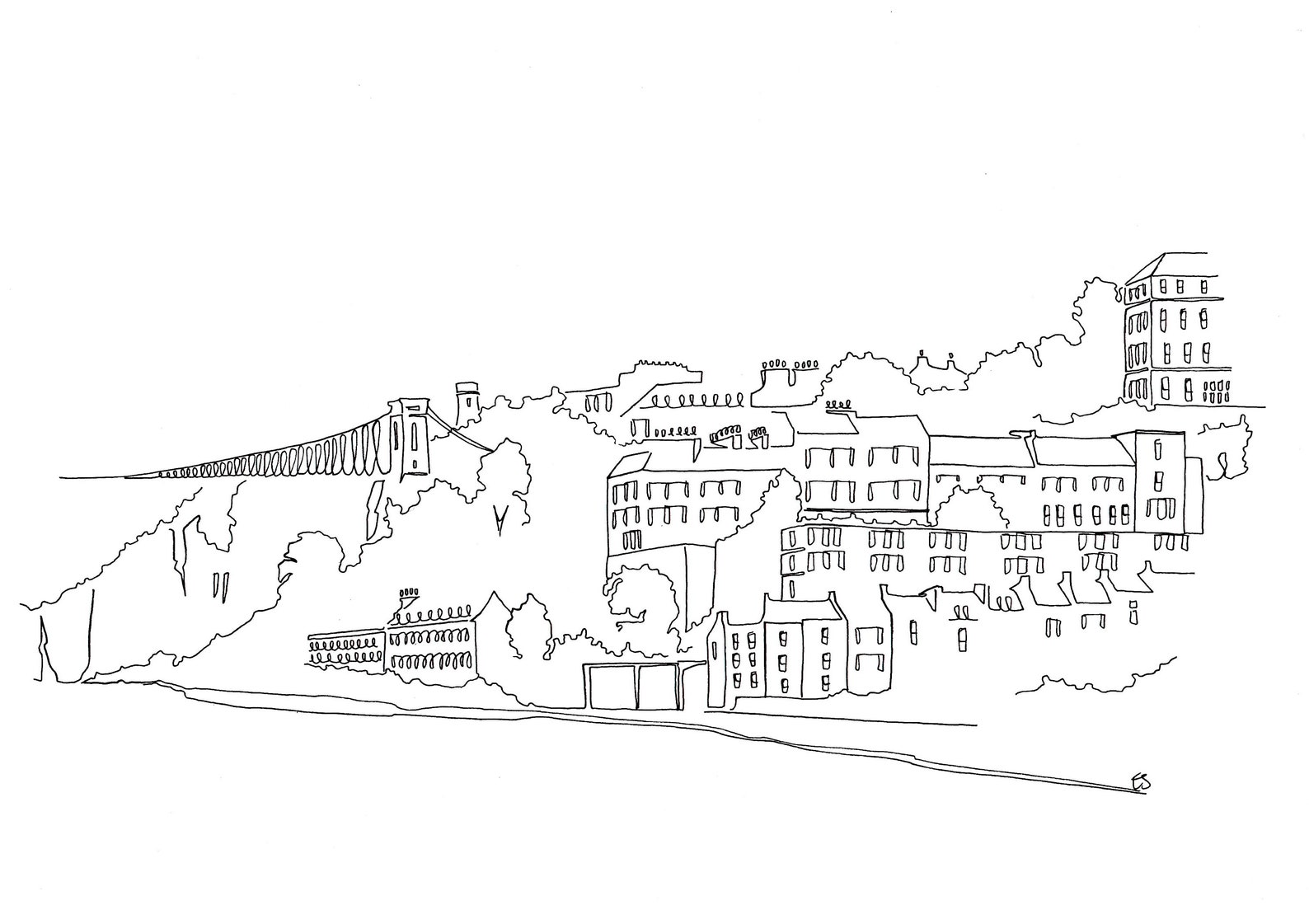Clifton Suspension Bridge, Bristol [line Drawing] - Etsy