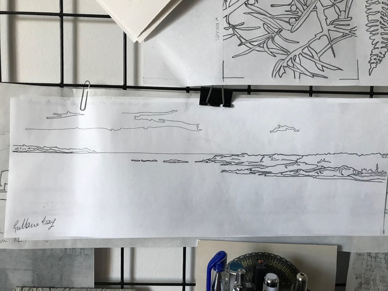 Gullane Bents & the Black Rocks [line Drawing] - Etsy