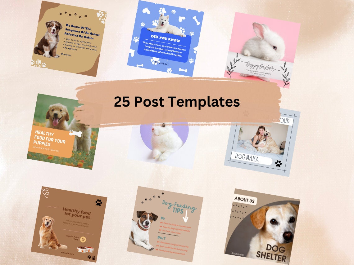 Pet Lovers Instagram Post Templates Perfect for Pet Blogs & Vets Social ...