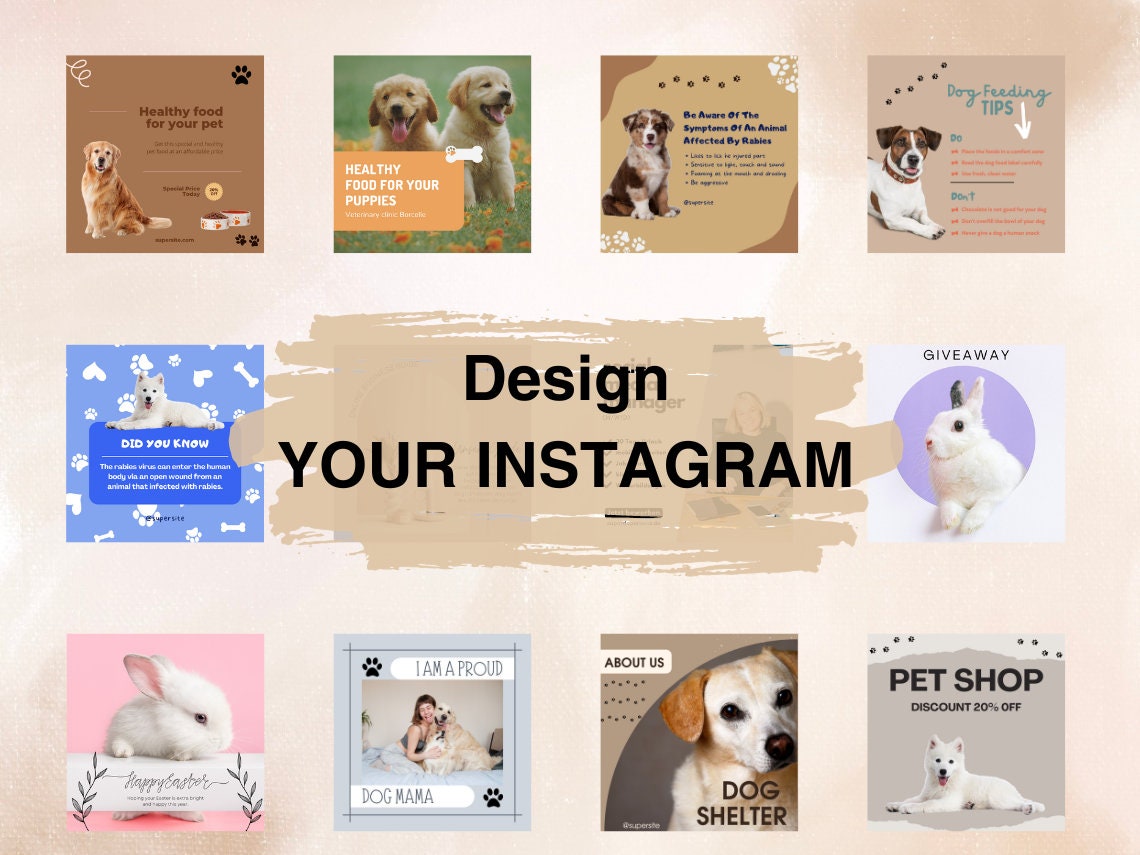 Pet Lovers Instagram Post Templates Perfect for Pet Blogs & Vets Social ...