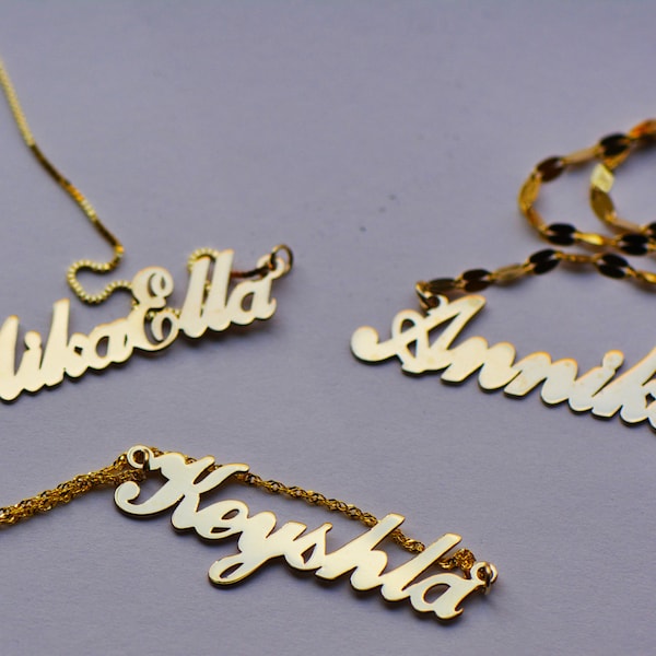 10k Gold Name Necklace - Etsy