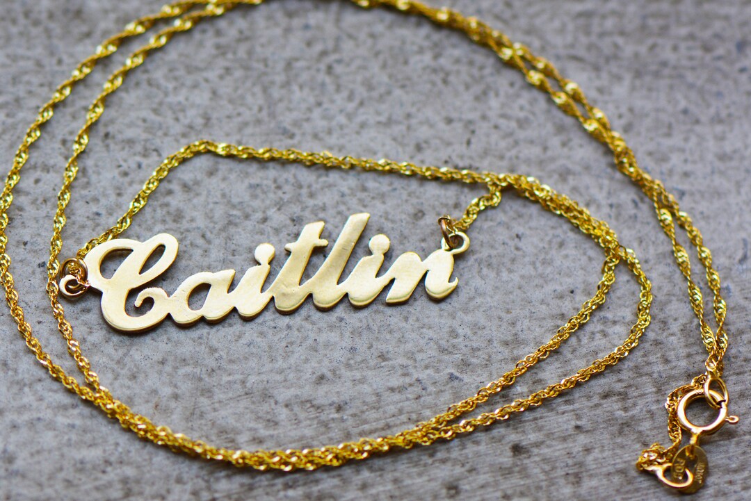 14K Yellow Personalized Custom Name Necklace - Etsy