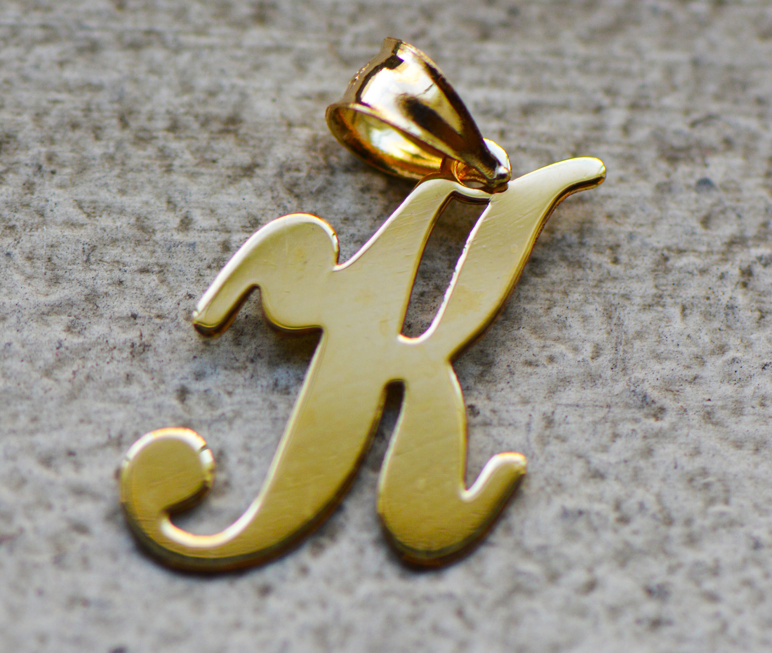 14K Solid Gold Commercial Script Cursive Initial Letter - Etsy