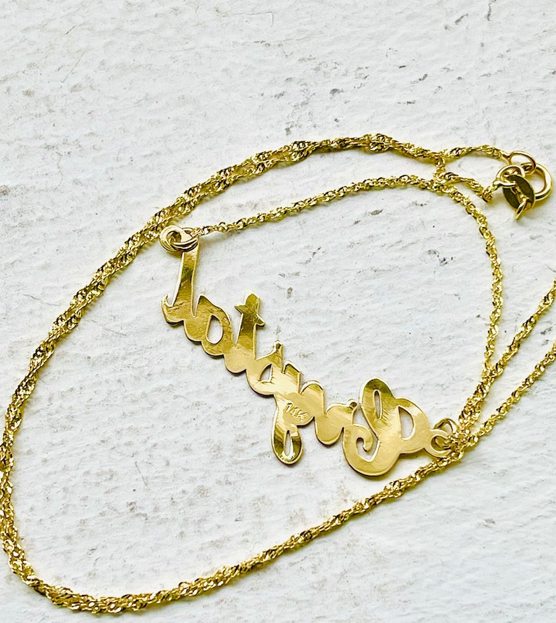 14K Authentic Personalized Custom Name Necklace With Star Dust (dia-cut ...