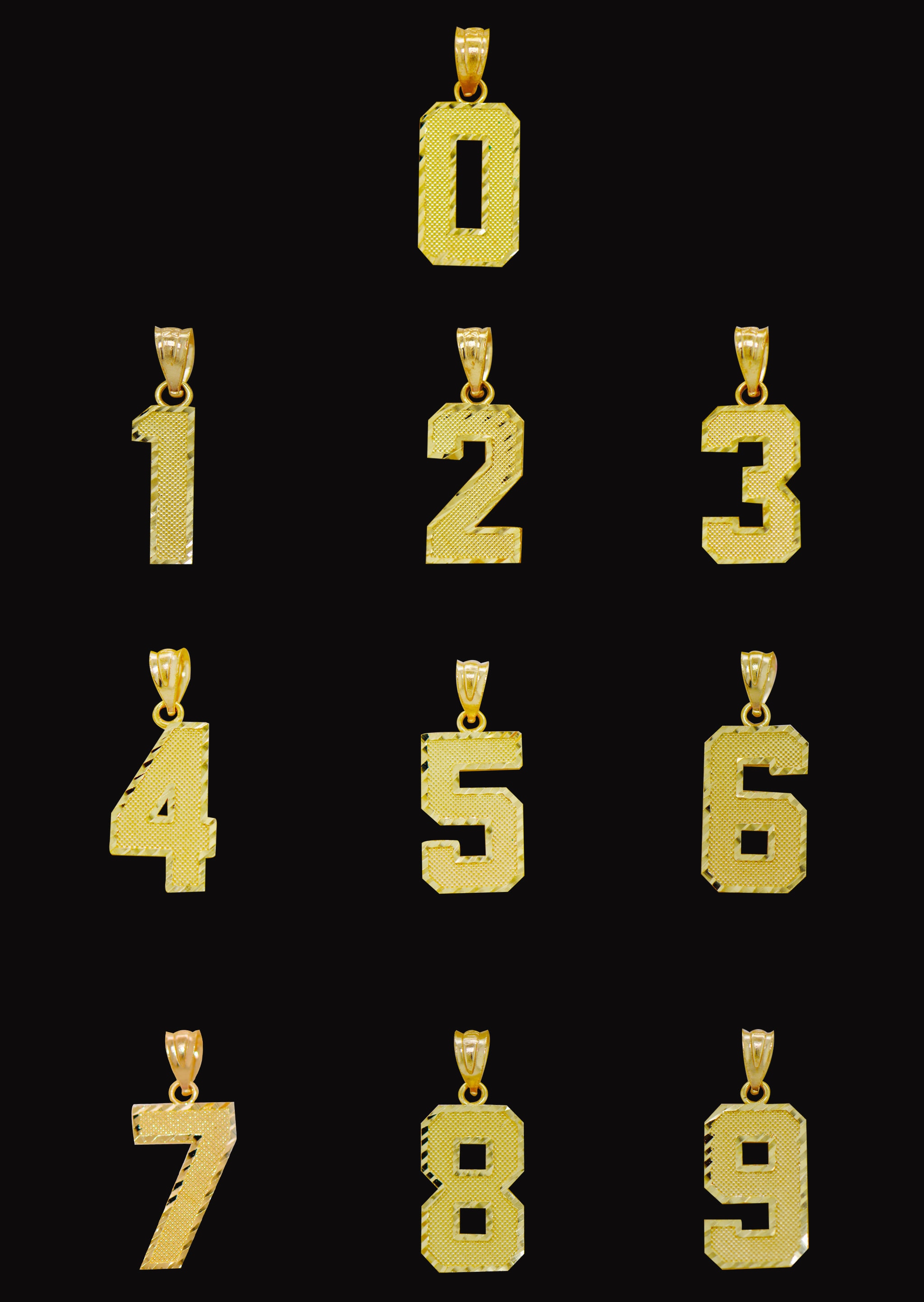 10K Solid Yellow Gold Number Pendant (necklace Charm 0-9) - Etsy