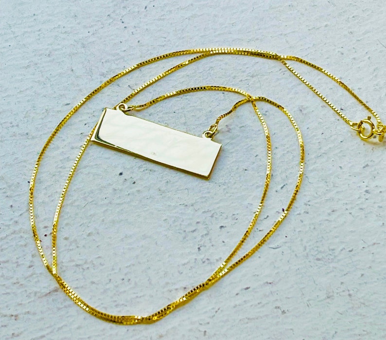 14K Authentic Yellow Gold Personalized Name Plate With Box Chain - Etsy