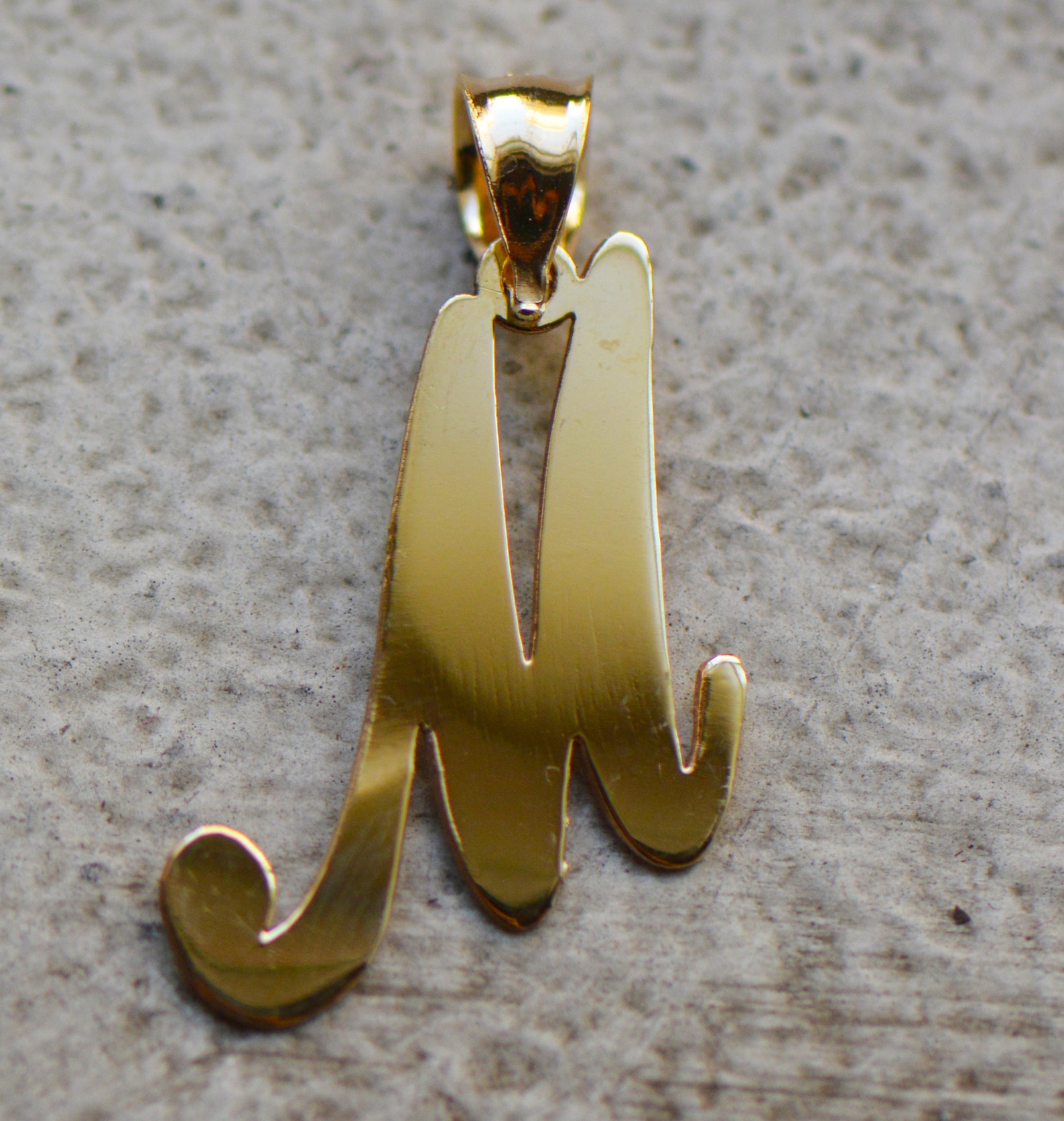 14K Solid Gold Commercial Script Cursive Initial Letter - Etsy