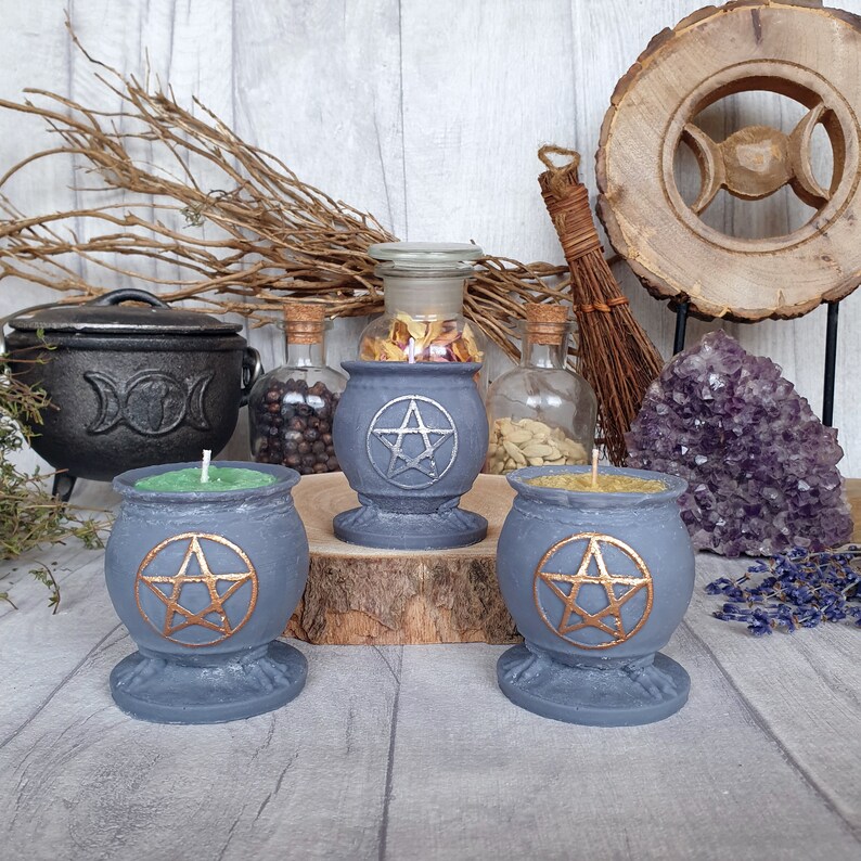 Cauldron Altar Candle Pentacle Pentagram Protection - Etsy