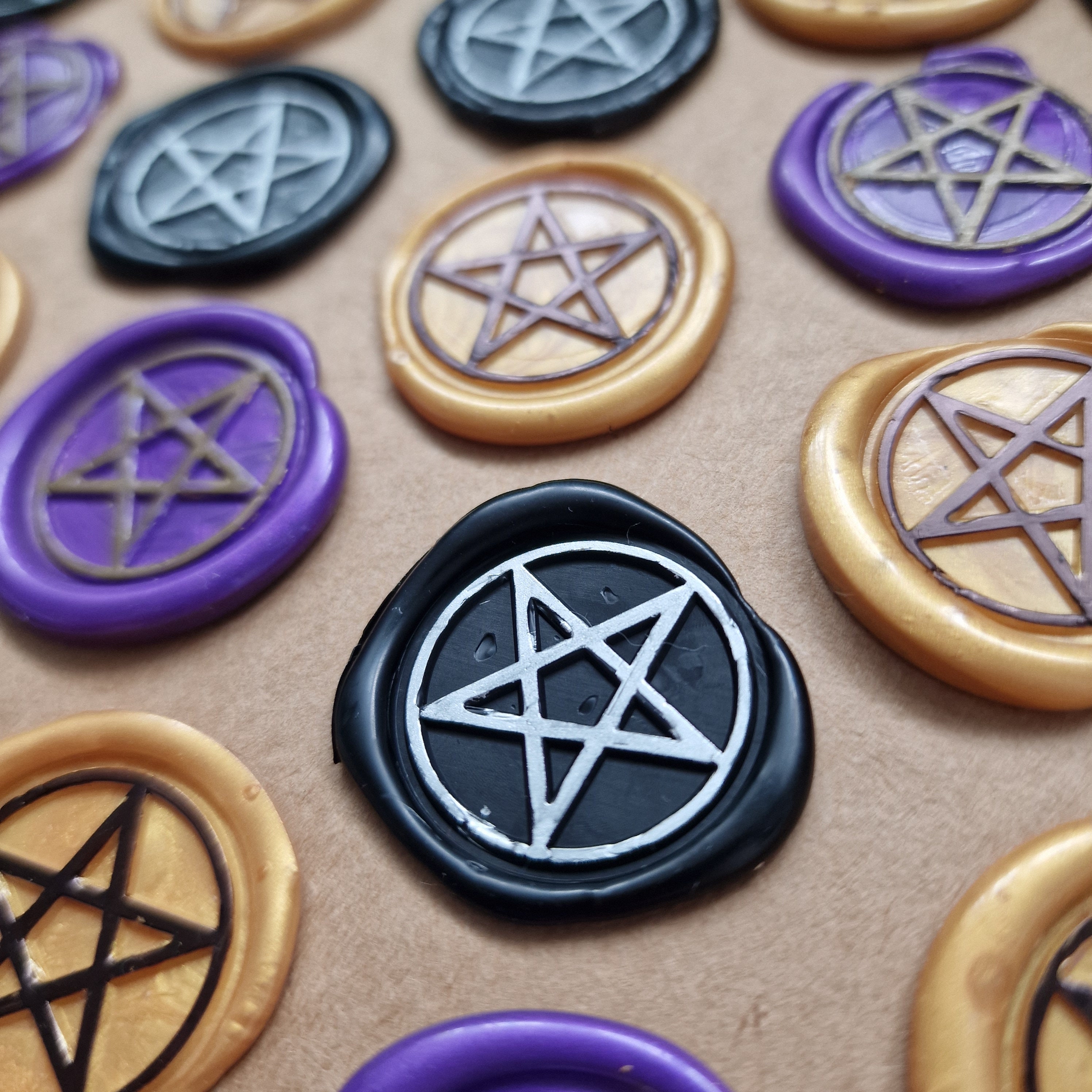 Premade Pentacle Wax Seal Sticker Pack Handmade Self - Etsy UK