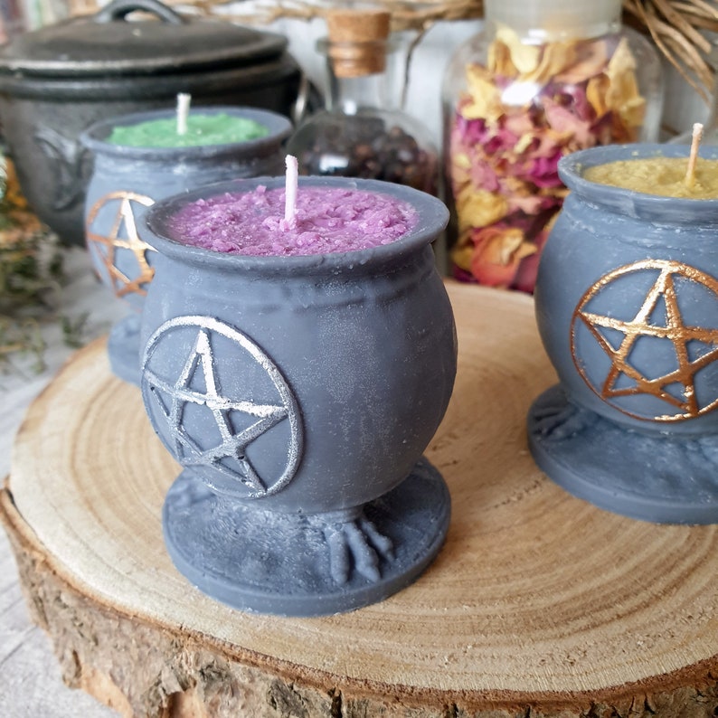 Cauldron Altar Candle Pentacle Pentagram Protection - Etsy