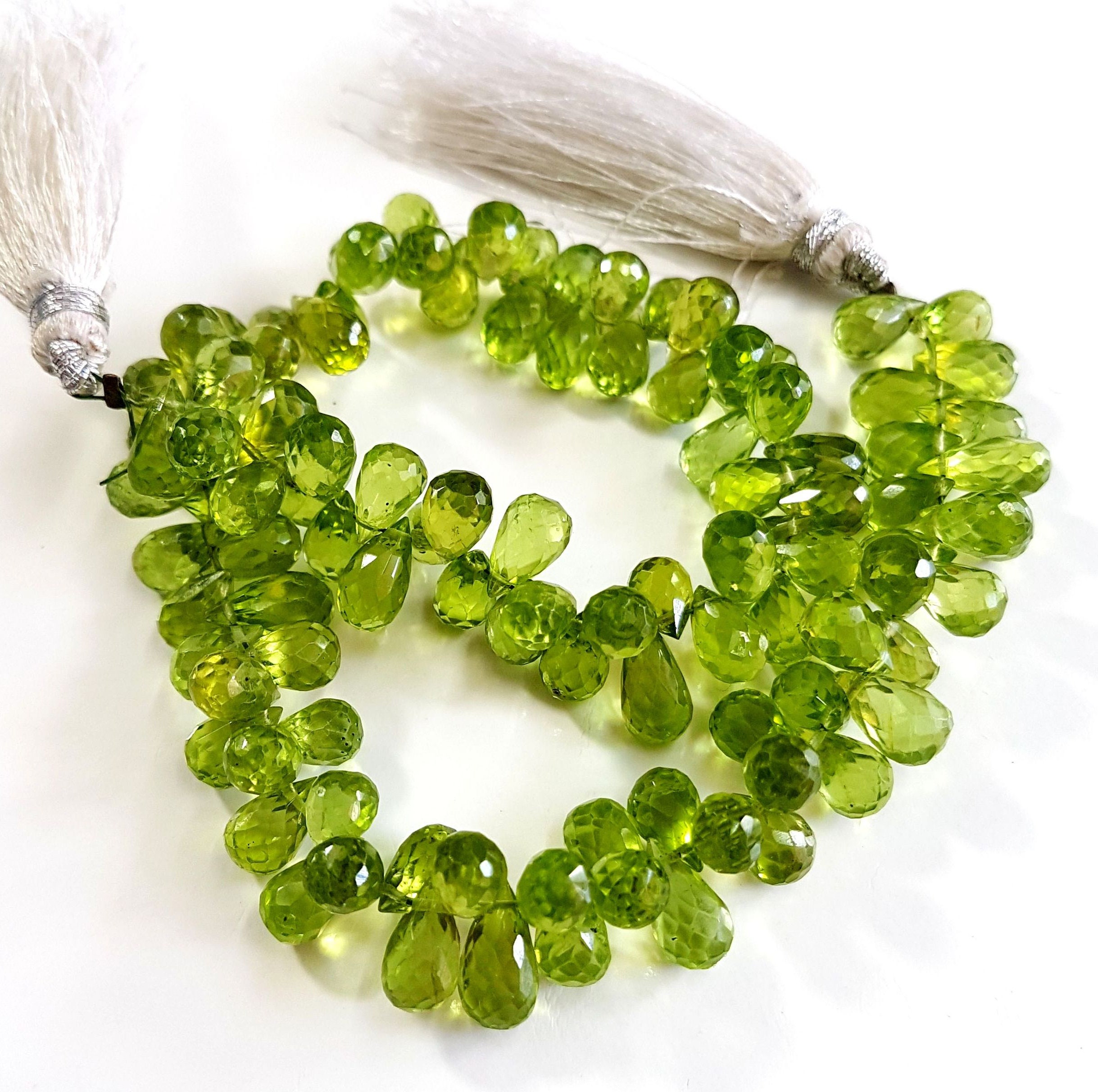 Natural Peridot Beads Gemstone Peridot Faceted Drops Shape Beads 4X6 Mm ...