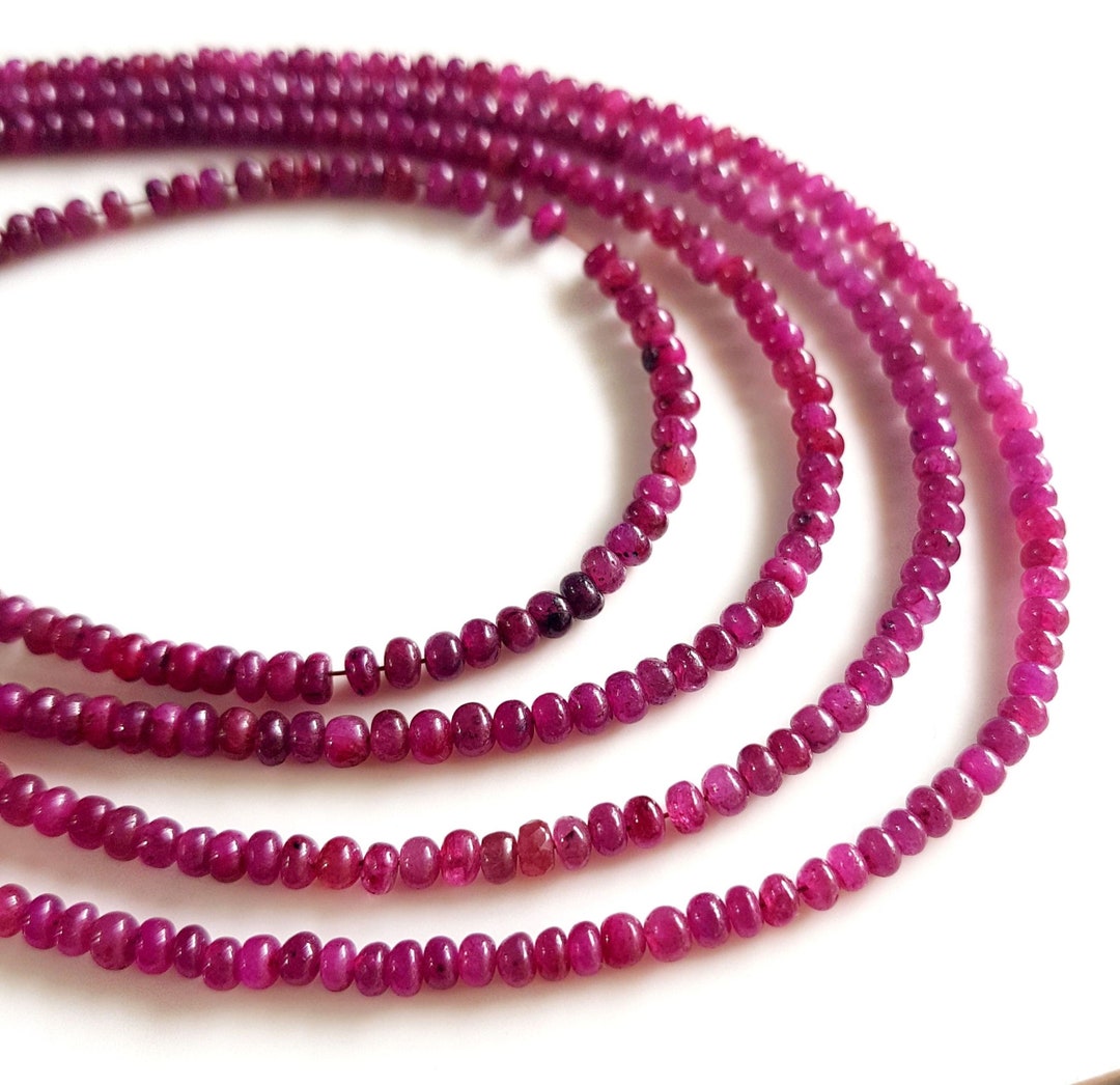 Natürliche Rubin Perlen Edelstein Rubin Glatte Rondelle Form Perlen 3 ...