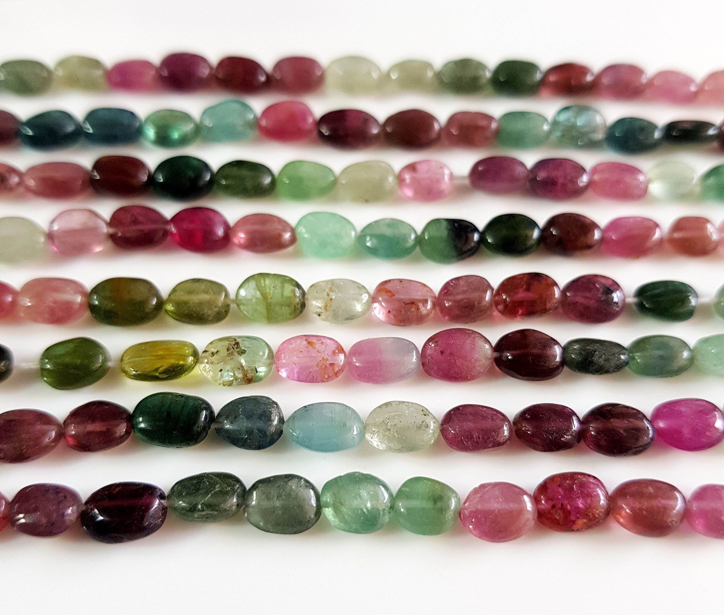 Natural Multi Tourmaline Gemstone Tourmaline Smooth Oval Shape Beads 4 ...