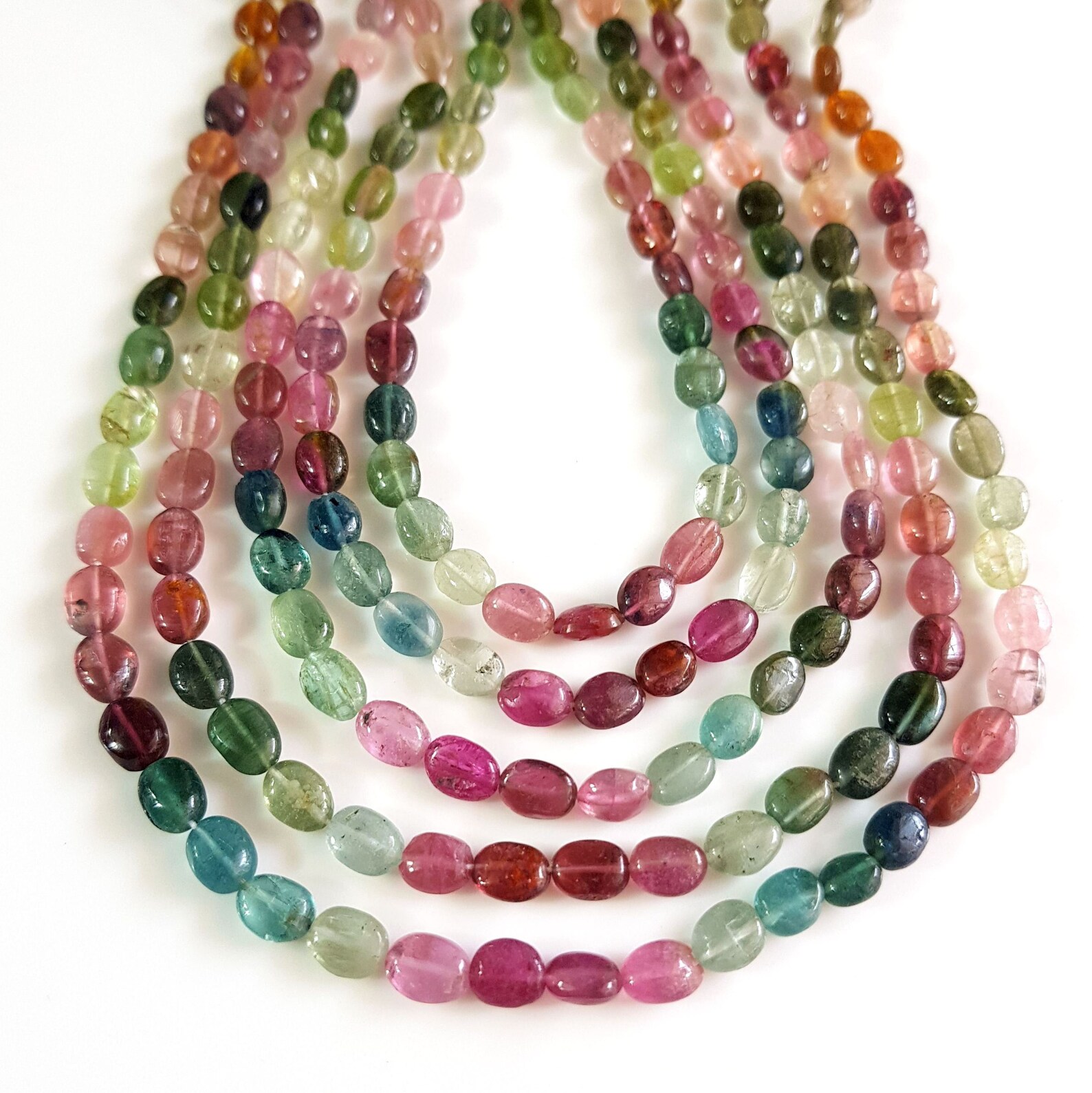 Natural Multi Tourmaline Gemstone Tourmaline Smooth Oval Shape Beads 4 ...