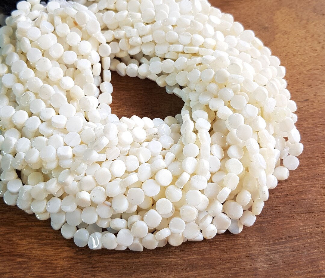 AAA Quality Natural White Stone Beads Gemstone | White Stone Coin Shape ...