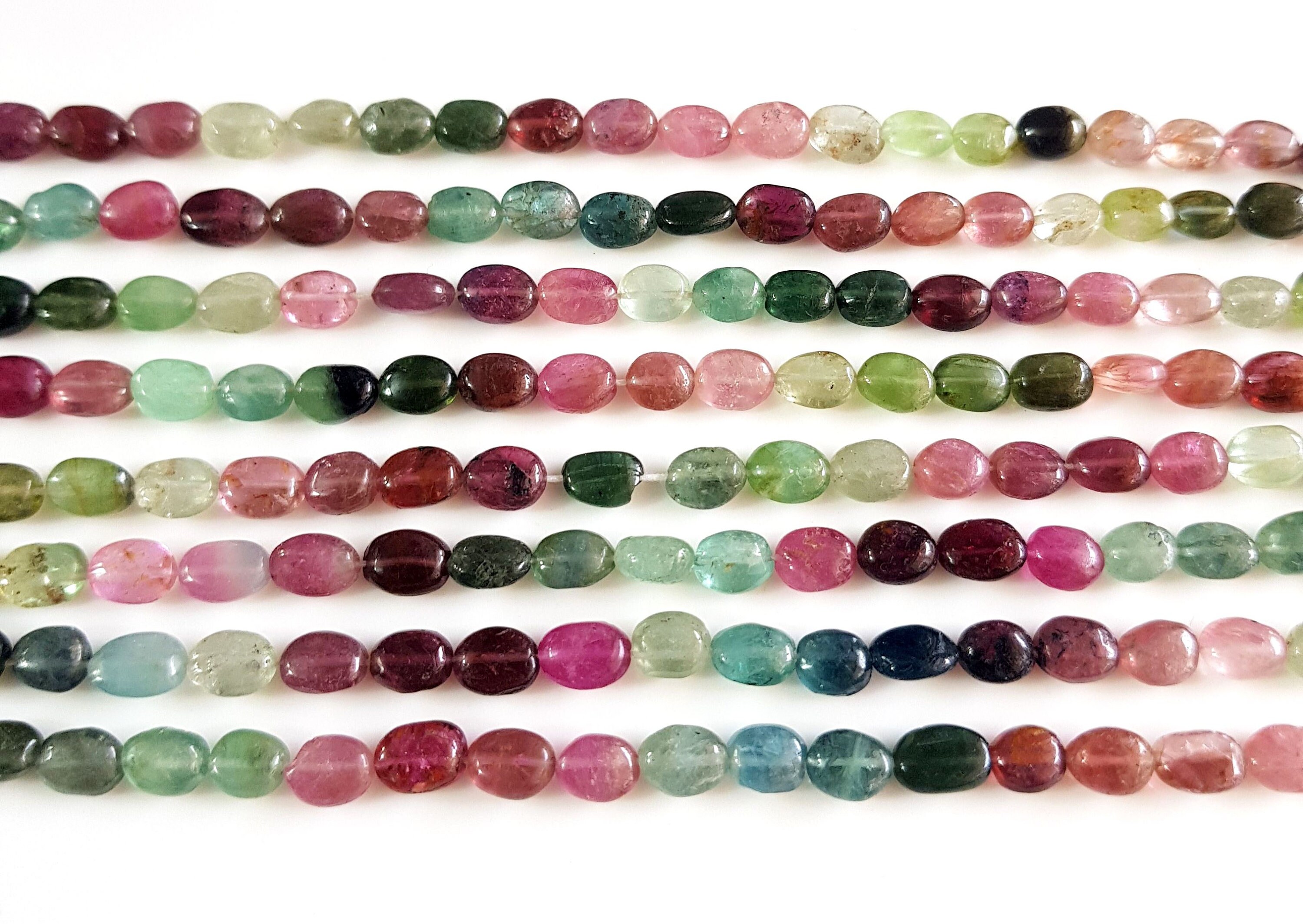 Natural Multi Tourmaline Gemstone Tourmaline Smooth Oval Shape Beads 4 ...