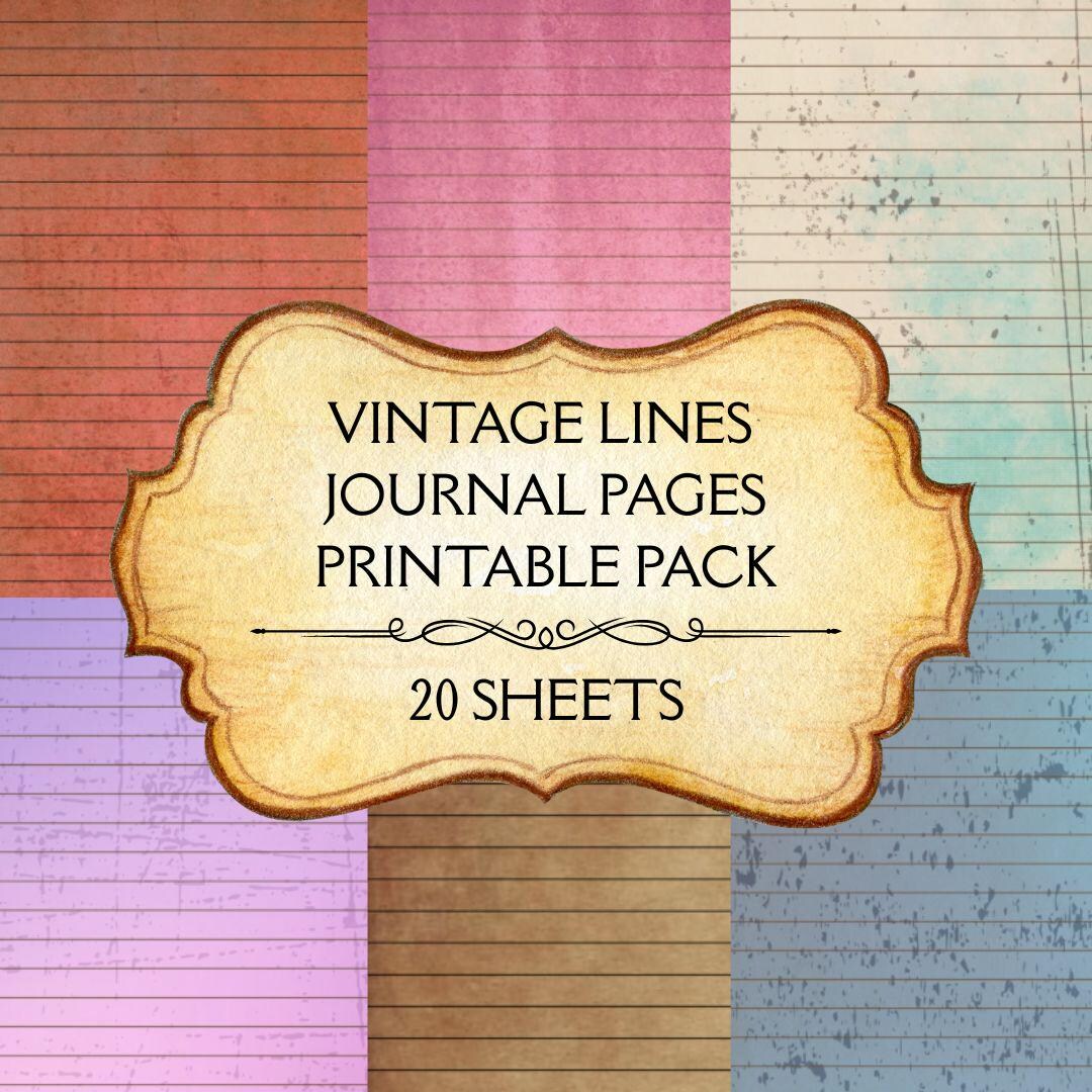 Vintage Lined Paper Printable Pack for Vintage Junk Journal ...