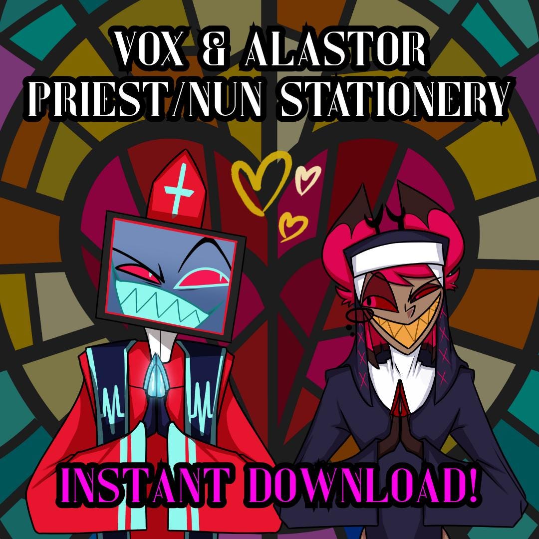 Priest Vox & Nun Alastor Hazbin Hotel Printable Journal Page Set for ...