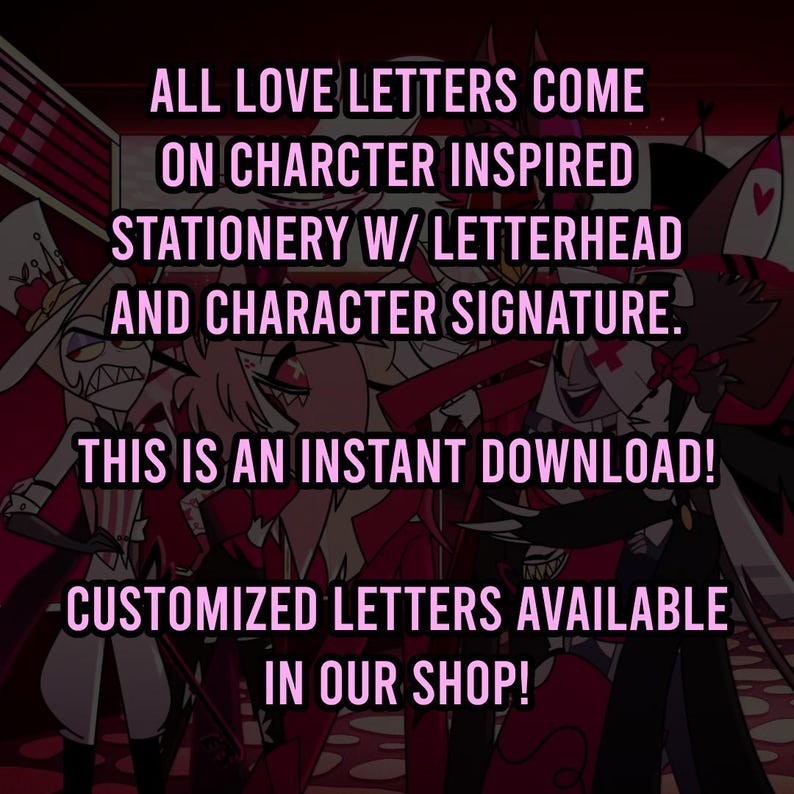 Love Letter/thirsty Notes From LUCIFER of Hazbin Hotel (INSTANT ...