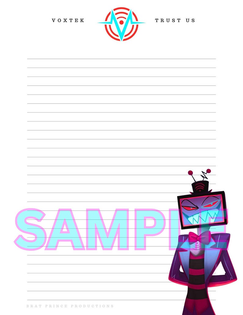 Voxtek Premium Stationery - Hazbin Hotel Vox Themed Stationery for ...