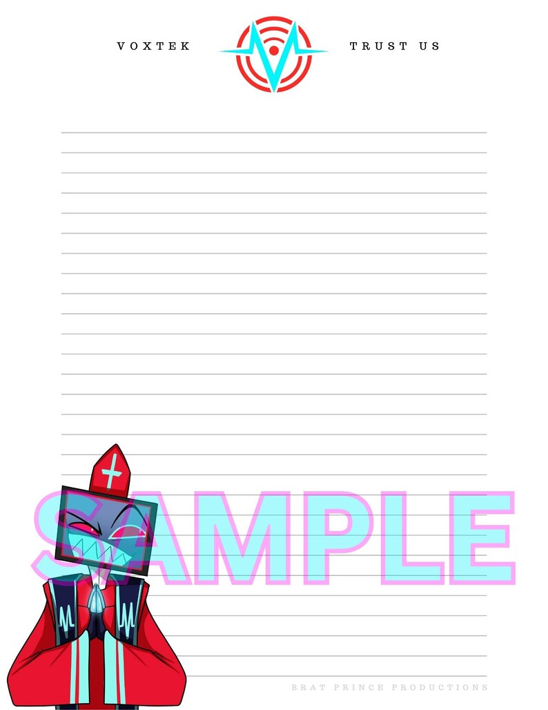 Voxtek Premium Stationery - Hazbin Hotel Vox Themed Stationery for ...