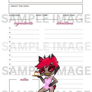 Alastor Cookbook Recipe Card Hazbin Hotel Printable (instant Download ...