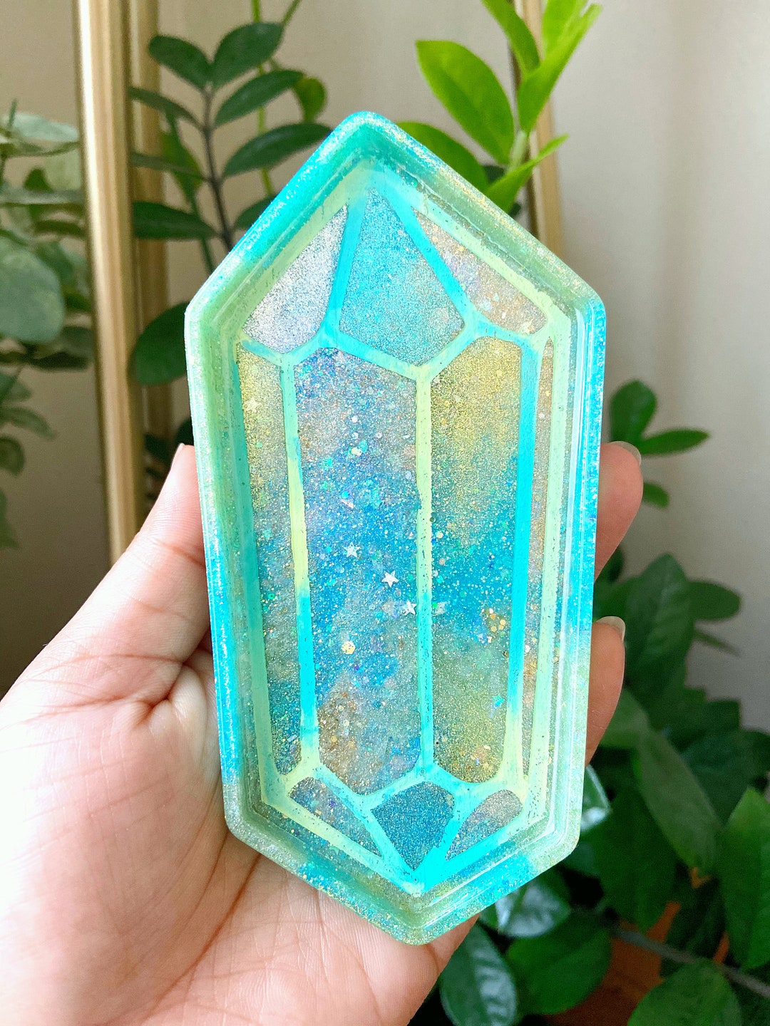 Green and Blue Resin Crystal Witch Trinket Tray Jewelry Dish - Etsy