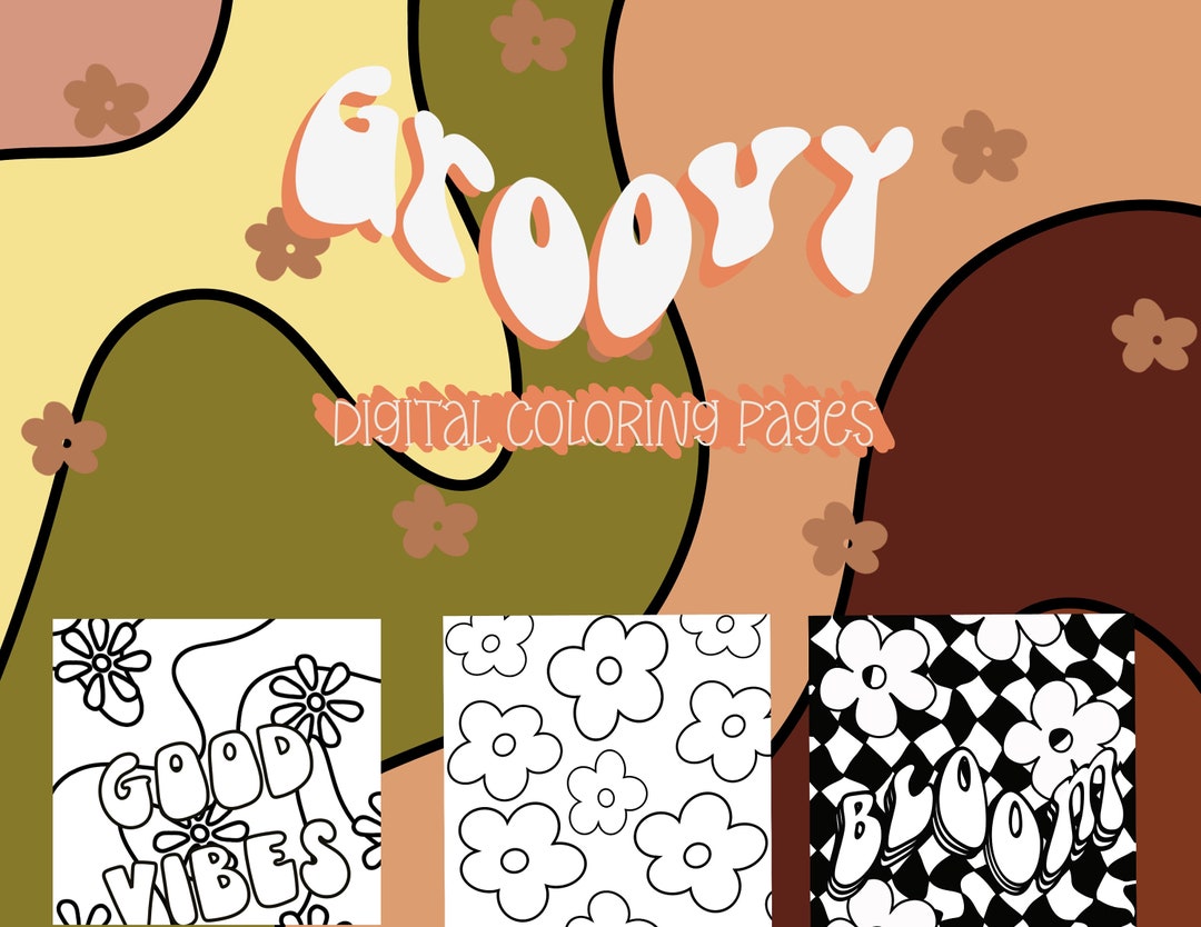 Groovy Digital Coloring Pages - Etsy