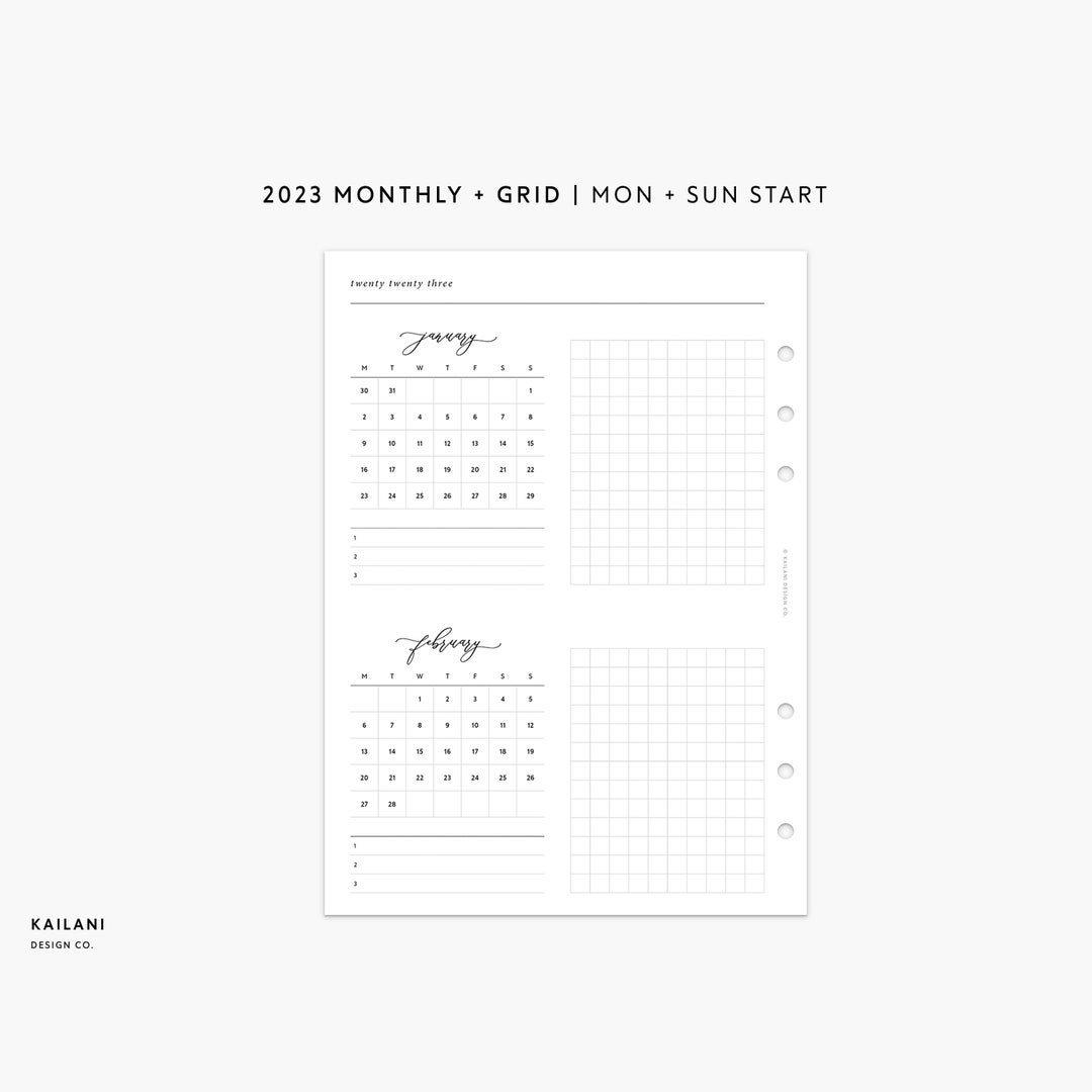 2023 A5 Monthly Planner Printable Insert Two Months On One Page 2023 A5 Monthly Planner Printable Insert Two Months On One Page