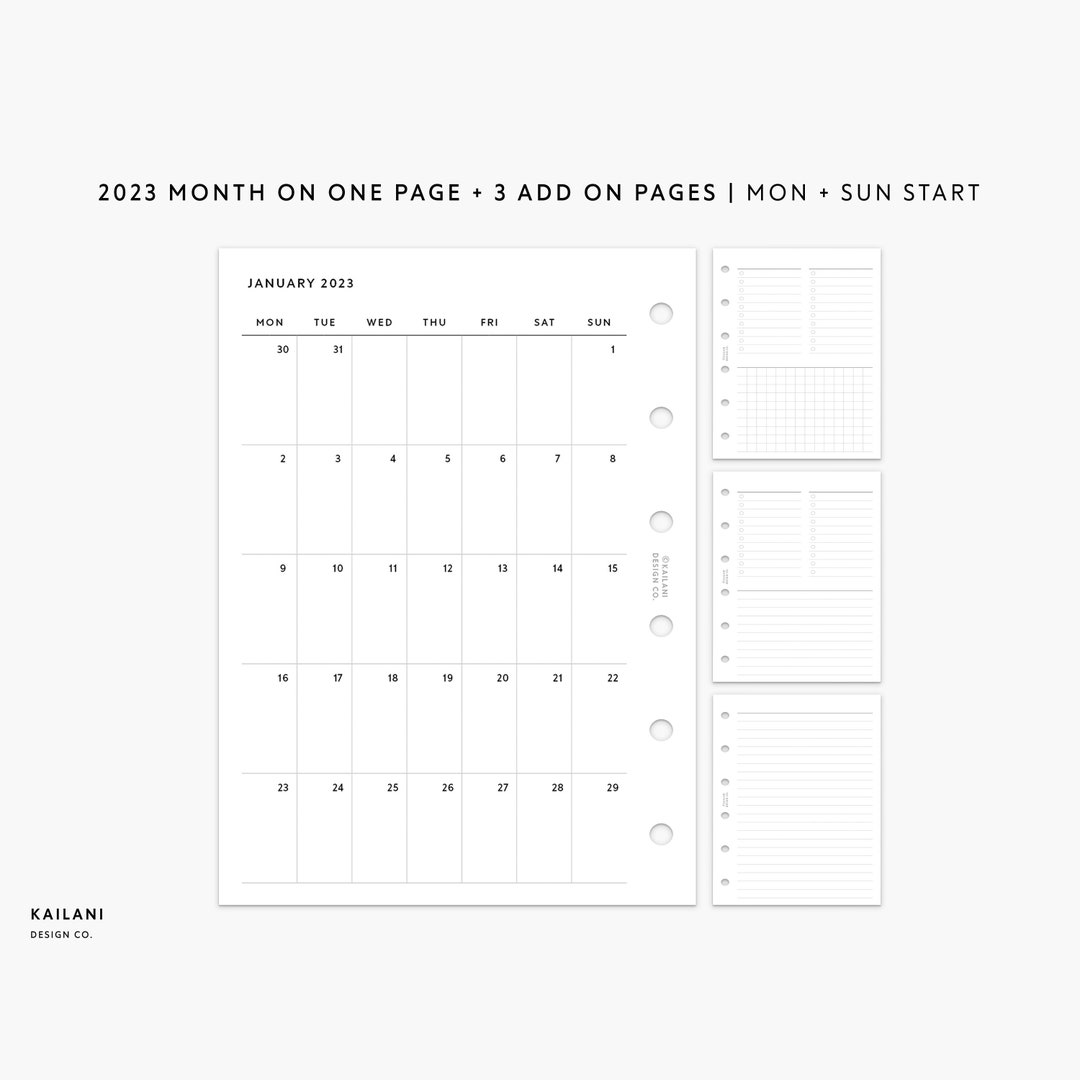 Pocket Monthly Planner Printable 2023 Monthly Month on One - Etsy