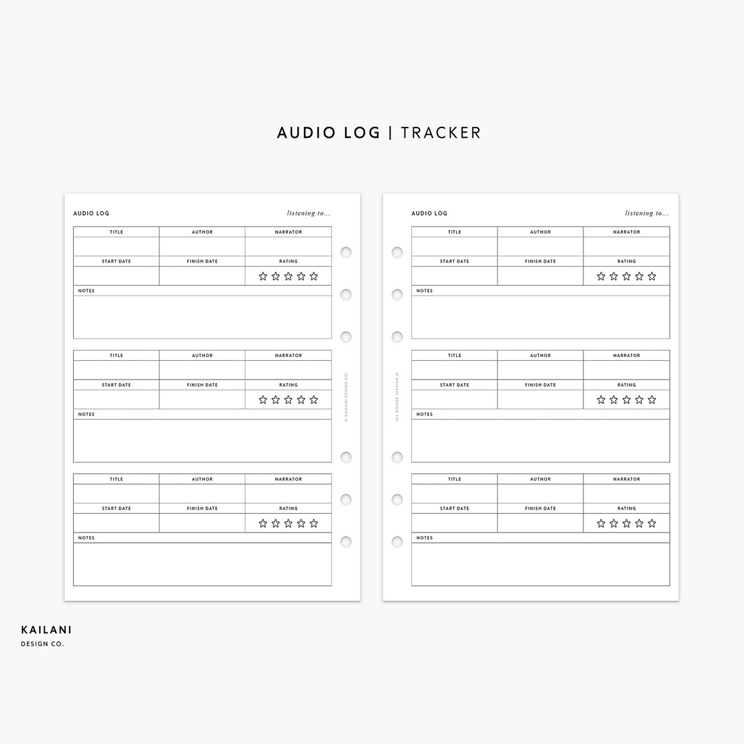 B6 Rings Audio Log, Podcast Review Planner (printable Insert) - Etsy