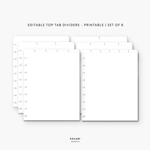 HP Classic Editable Dividers Printable Divider Tabs Top Tab - Etsy