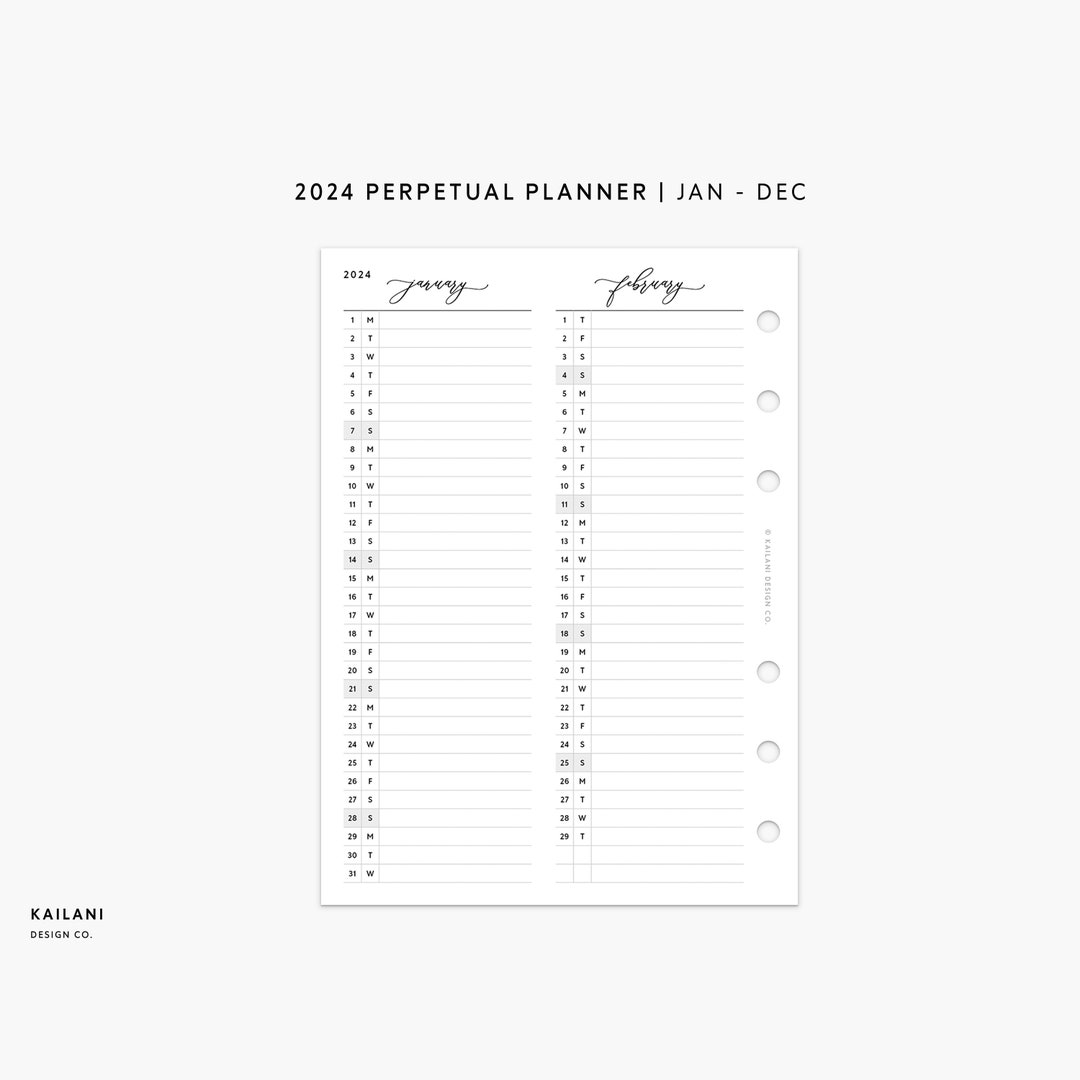 2024 Dated Monthly Planner, A6 Insert Printable, Two Months on One Page ...