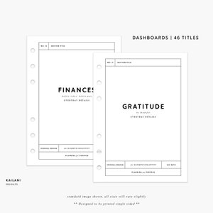 A6 Section Dashboards, Printable Dividers, A6 Printable Dashboard, 46 ...