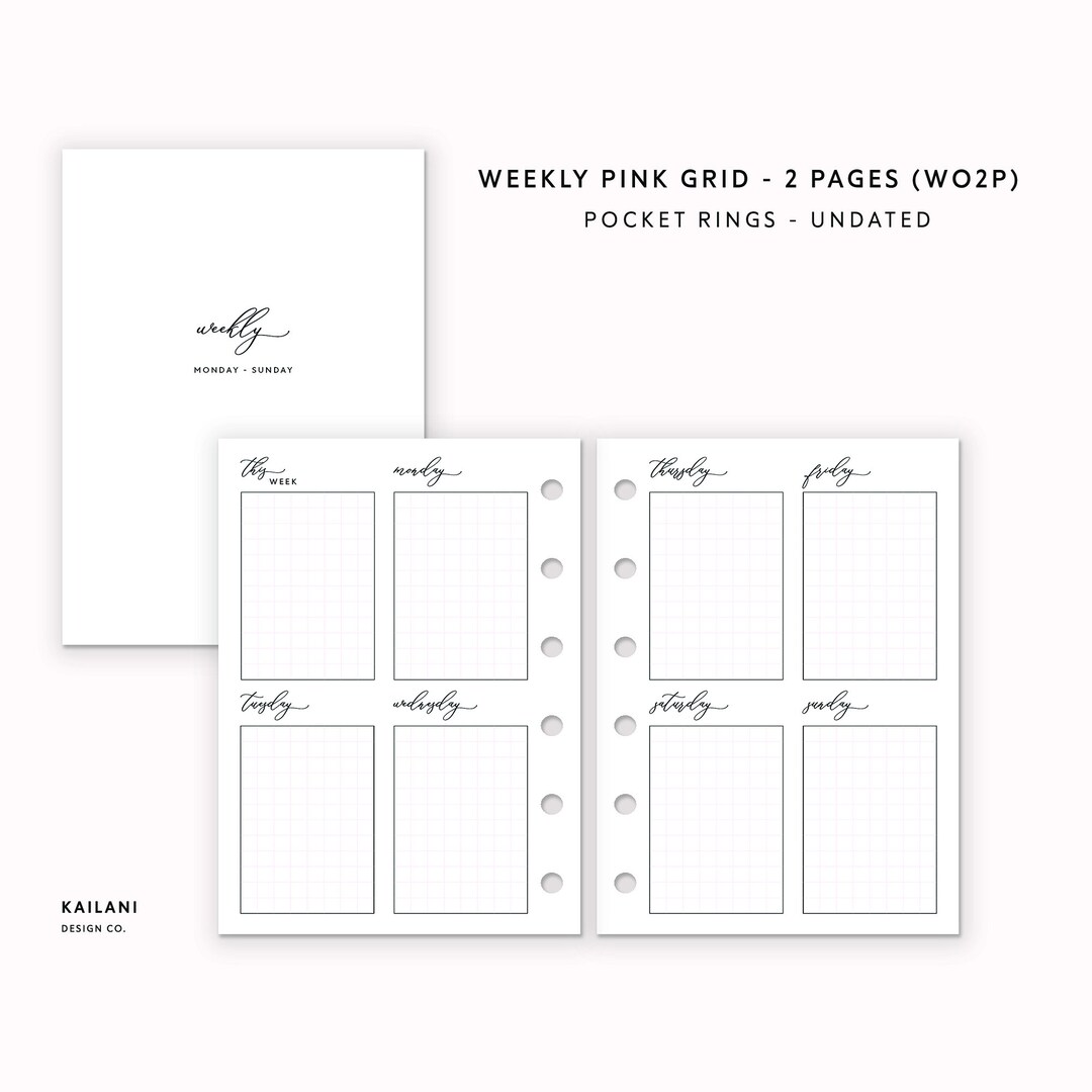 Pocket Rings Inserts, Weekly Planner Inserts, Weekly Agenda, Printable ...
