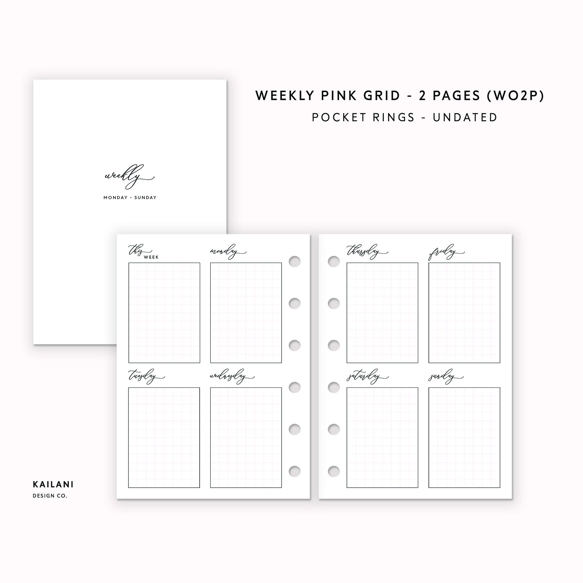 Pocket Rings Inserts Weekly Planner Inserts Weekly Agenda - Etsy