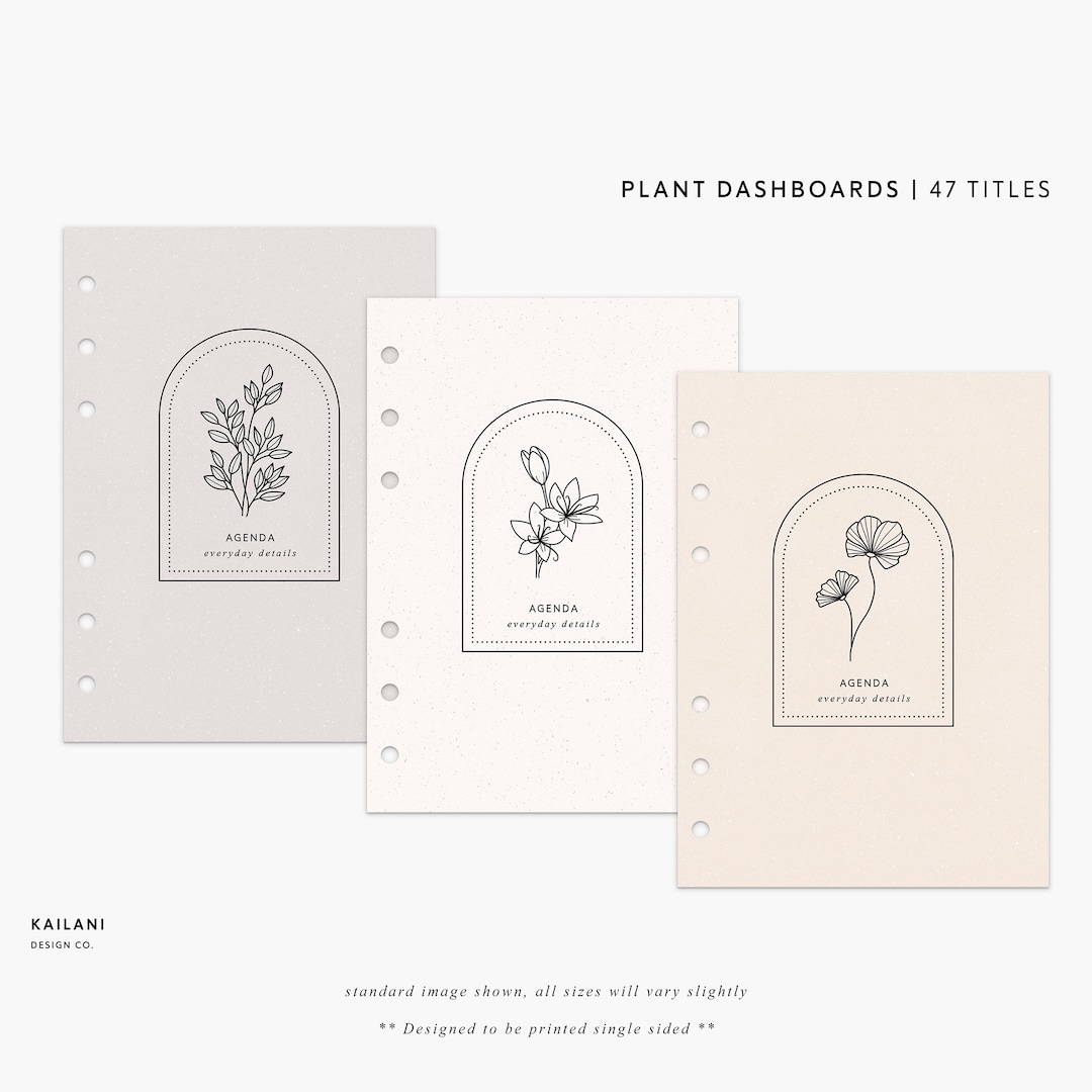 Personal Wide Section Dashboards, Floral Printable Dividers, Personal ...