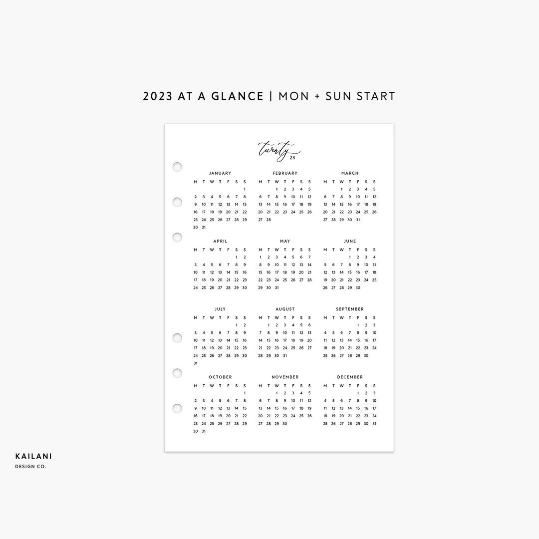 2023 Calendar Printable 2023 Year At A Glance Year Instant Download 2023-calendar-printable-2023-year-at-a-glance-year-instant-download