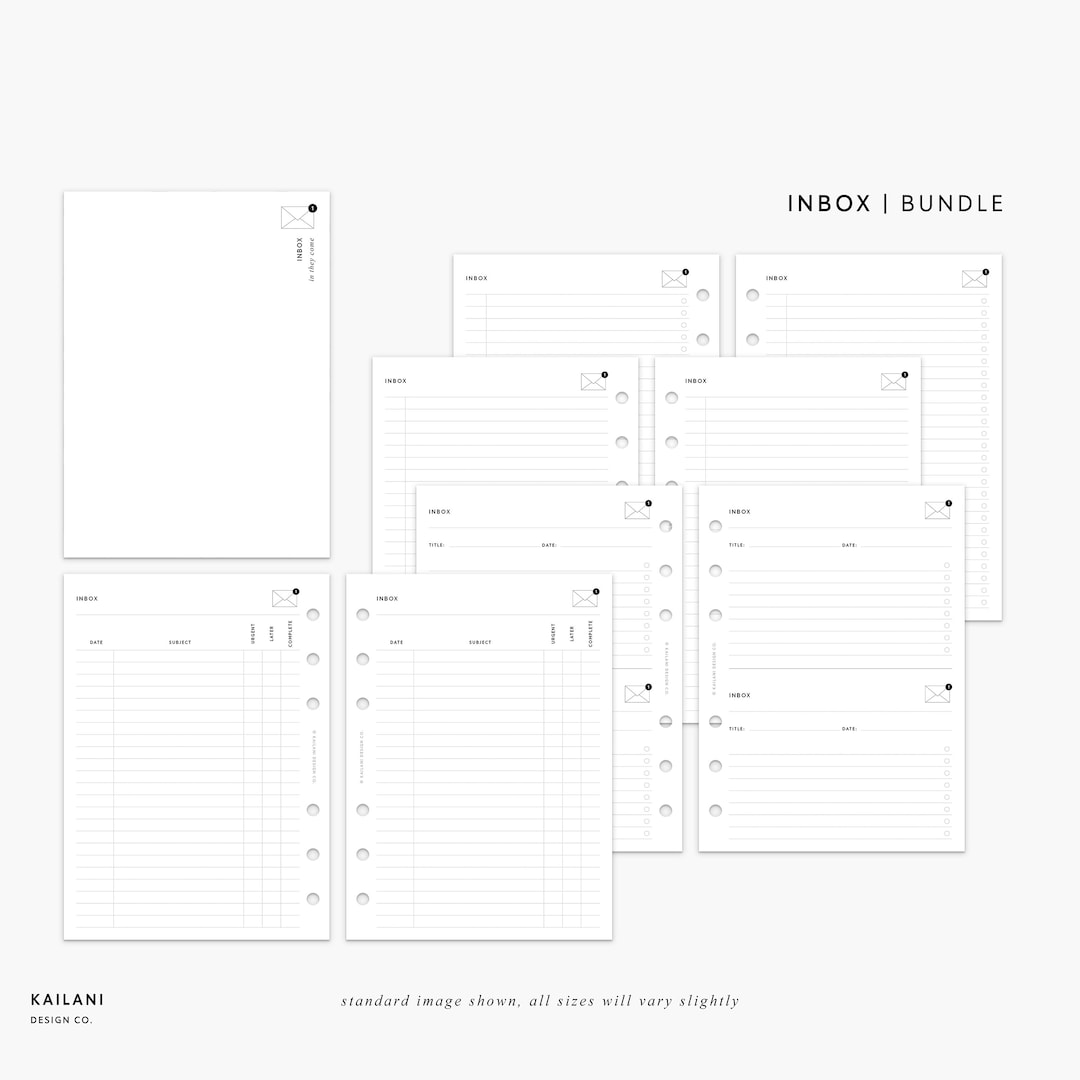 A5 INBOX and LIST Inserts, Minimal Design, Tasks, PRINTABLE - Etsy
