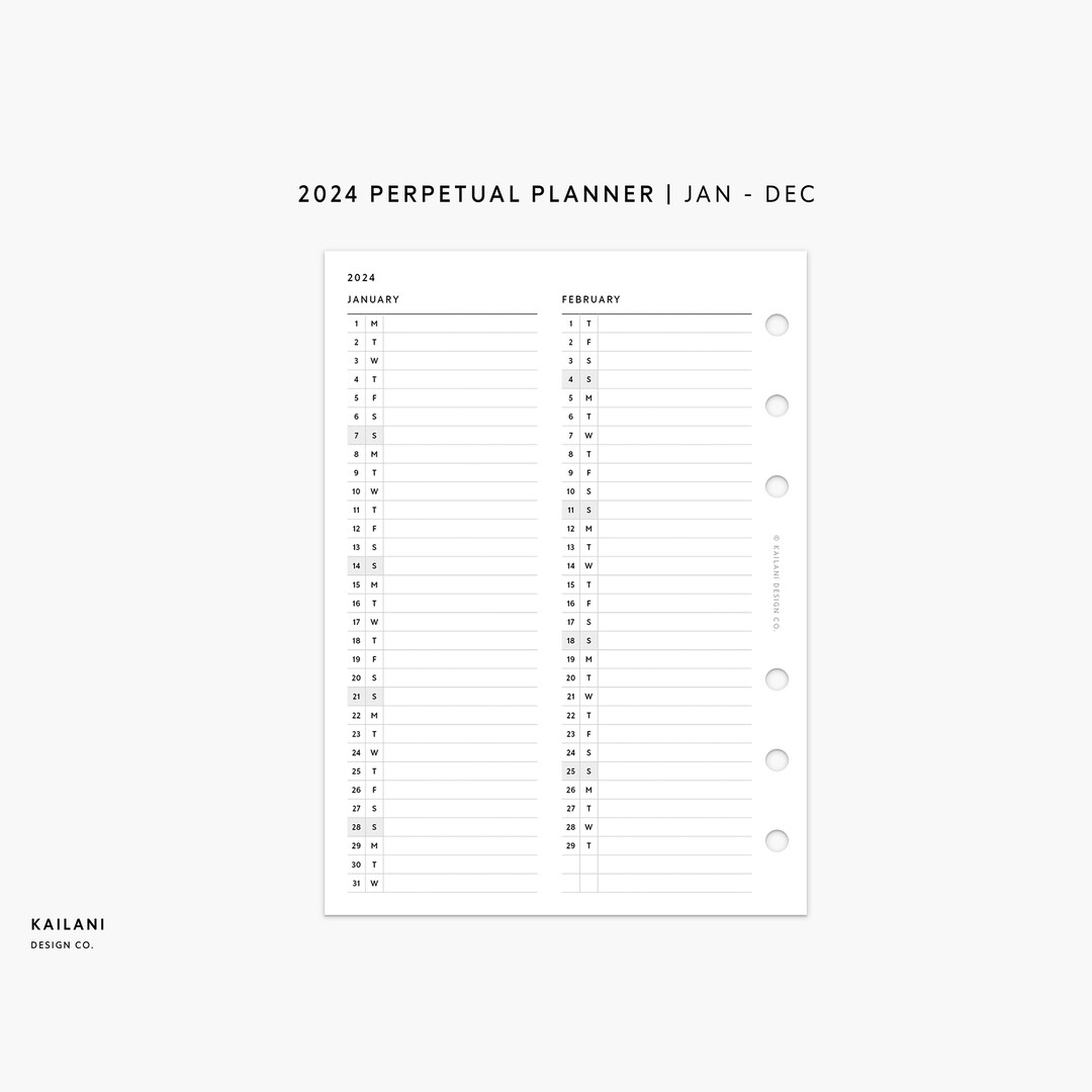 2024 Dated Monthly Planner, A6 Insert Printable, Two Months on One Page ...