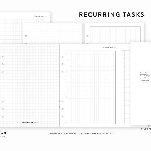 A6 Rings Monthly Tasks Tracker Printable Inserts Monthly - Etsy