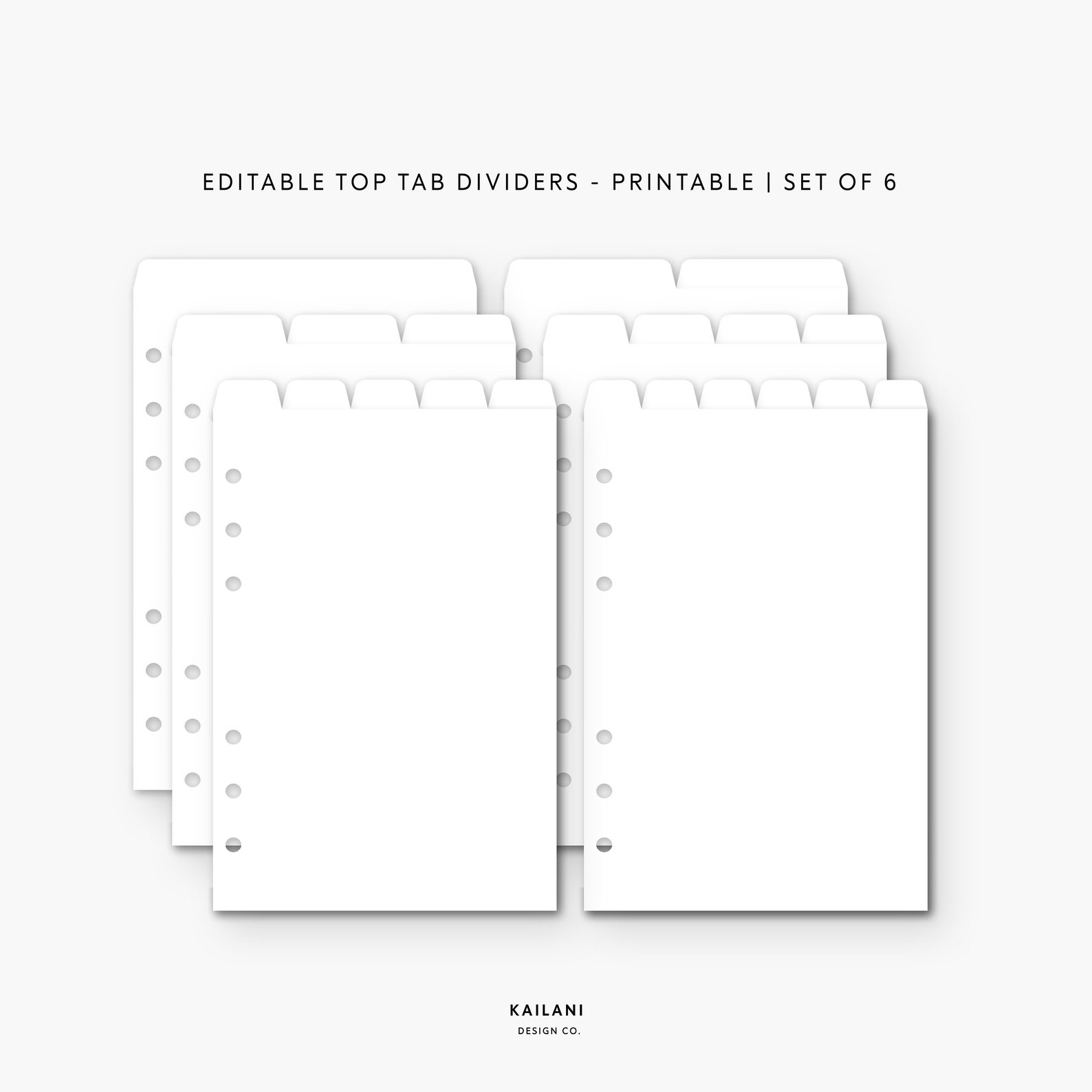 Personal Editable Dividers Printable Divider Tabs Top Tab - Etsy