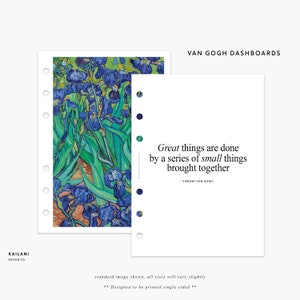 A6 Section Dashboards, Printable Dividers, Vincent Van Gogh Print, A6 ...